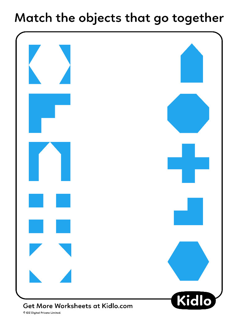 Match The Pictures To Its Shape – Matching Worksheet #19 - Kidlo.com