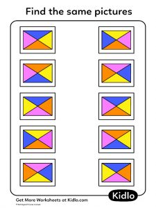 Match The Same Pictures – Matching Worksheet #03 - Kidlo.com