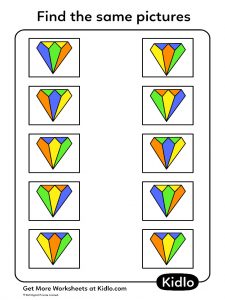 Match The Same Pictures – Matching Worksheet #09 - Kidlo.com