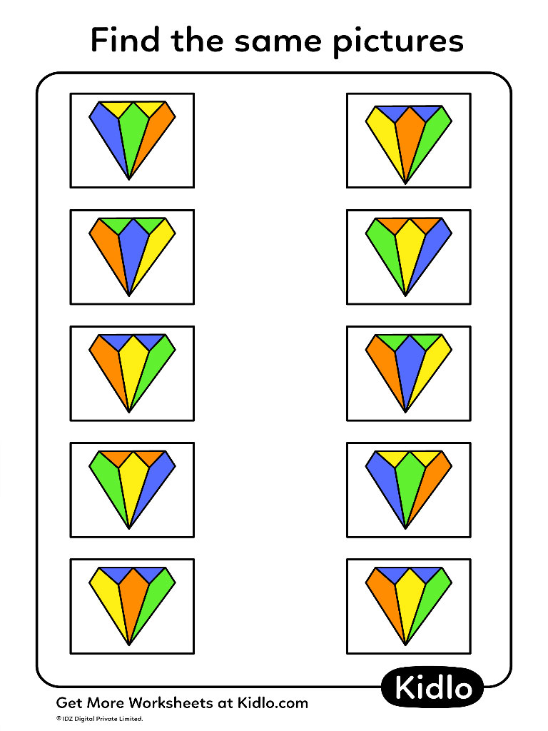 Match The Same Pictures – Matching Worksheet #09 - Kidlo.com