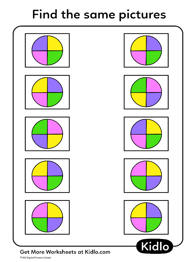 Match The Same Pictures – Matching Worksheet #14 - Kidlo.com