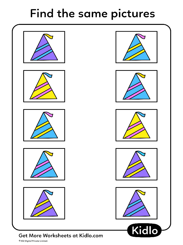 Match The Same Pictures – Matching Worksheet #15 - Kidlo.com