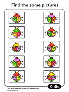 Match The Same Pictures – Matching Worksheet #17 - Kidlo.com