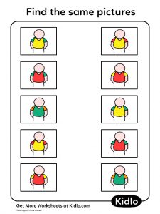 Match The Same Pictures – Matching Worksheet #19 - Kidlo.com