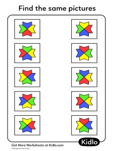 Match The Same Pictures – Matching Worksheet #20 - Kidlo.com