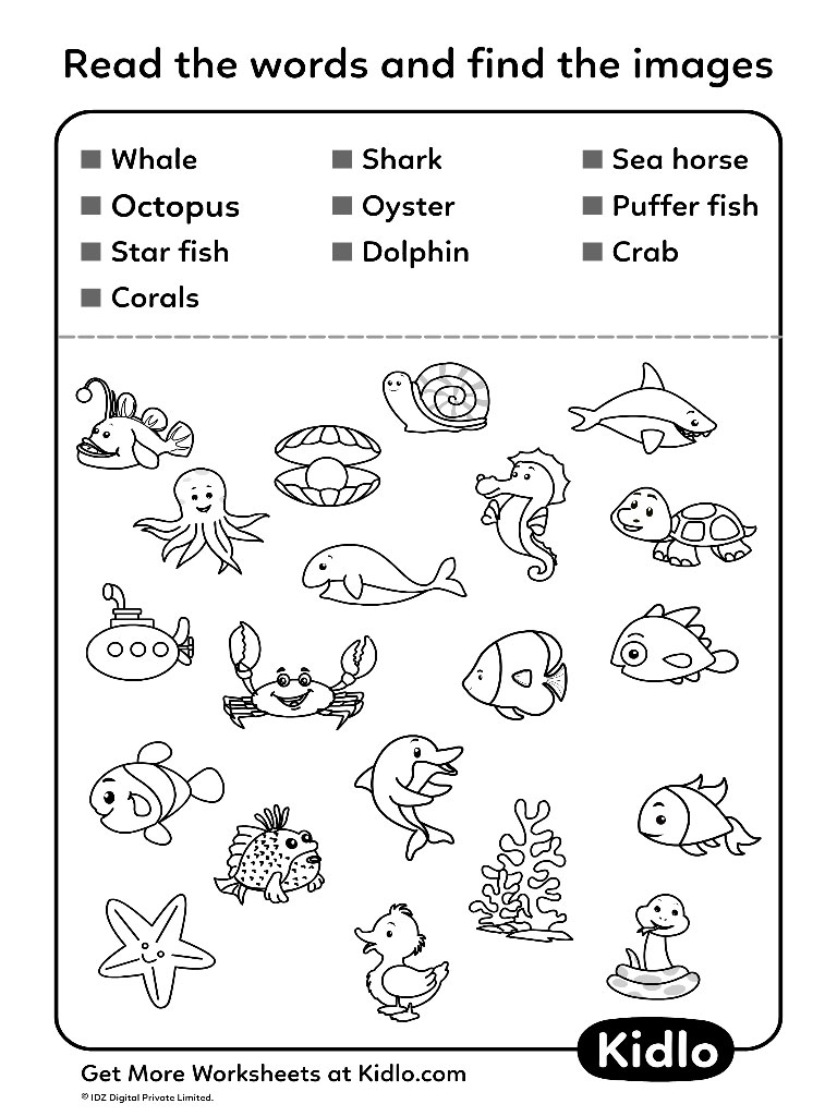 Match Words To Its Pictures – Sorting Worksheet #13 - Kidlo.com