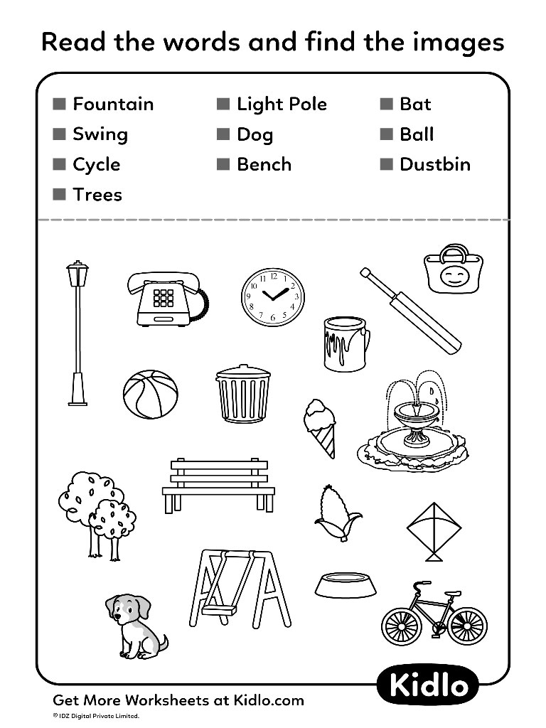 Match Words To Its Pictures – Sorting Worksheet #16 - Kidlo.com