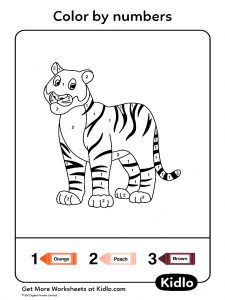 Color By Numbers - Animals Worksheet #07 - Kidlo.com