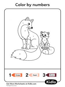 Color By Numbers - Animals Worksheet #12 - Kidlo.com