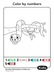 Color By Numbers - Animals Worksheet #35 - Kidlo.com