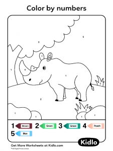 Color By Numbers - Animals Worksheet #37 - Kidlo.com