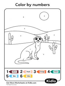 Color By Numbers - Animals Worksheet #39 - Kidlo.com