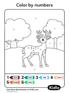 Color By Numbers - Animals Worksheet #44 - Kidlo.com