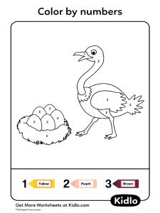 Color By Numbers - Birds Worksheet #02 - Kidlo.com