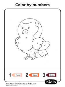Color By Numbers - Birds Worksheet #06 - Kidlo.com
