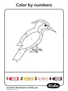 Color By Numbers - Birds Worksheet #08 - Kidlo.com