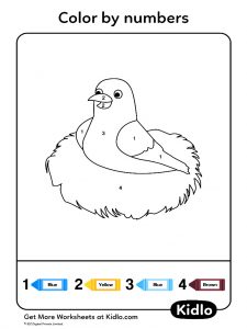Color By Numbers - Birds Worksheet #13 - Kidlo.com