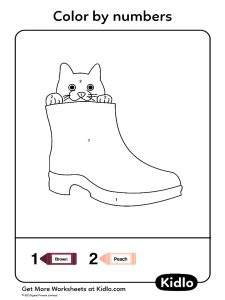 Color By Numbers - Cats Worksheet #01 - Kidlo.com