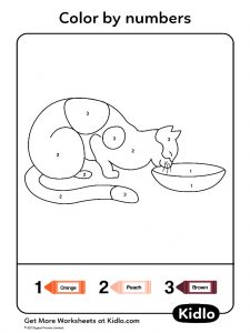 Color By Numbers - Cats Worksheet #02 - Kidlo.com