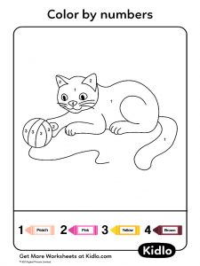 Color By Numbers - Cats Worksheet #04 - Kidlo.com