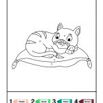 Color By Numbers - Cats Worksheet #07 - Kidlo.com