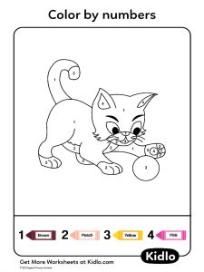 Color By Numbers - Cats Worksheet #11 - Kidlo.com