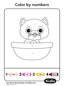 Color By Numbers - Cats Worksheet #12 - Kidlo.com