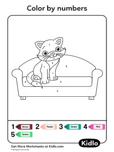 Color By Numbers - Cats Worksheet #13 - Kidlo.com