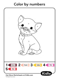 Color By Numbers - Cats Worksheet #15 - Kidlo.com