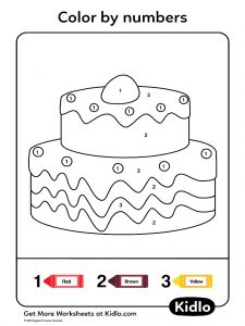 Color By Numbers - Cakes Worksheet #02 - Kidlo.com