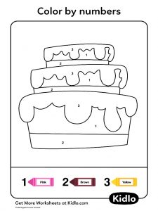 Color By Numbers - Cakes Worksheet #03 - Kidlo.com