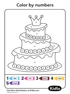 Color By Numbers - Cakes Worksheet #04 - Kidlo.com