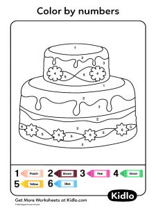 Color By Numbers - Cakes Worksheet #06 - Kidlo.com
