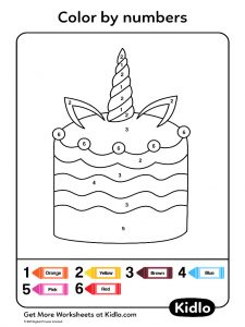 Color By Numbers - Cakes Worksheet #07 - Kidlo.com