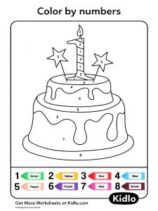 Color By Numbers - Cakes Worksheet #08 - Kidlo.com