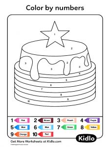 Color By Numbers - Cakes Worksheet #10 - Kidlo.com