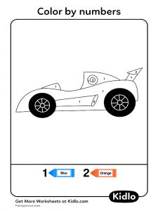 Color By Numbers - Cars Worksheet #01 - Kidlo.com
