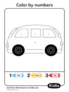 Color By Numbers - Cars Worksheet #18 - Kidlo.com
