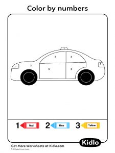 Color By Numbers - Cars Worksheet #21 - Kidlo.com