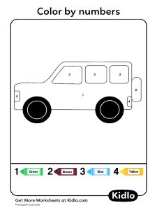 Color By Numbers - Cars Worksheet #39 - Kidlo.com
