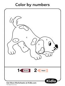 Color By Numbers - Dogs Worksheet #02 - Kidlo.com