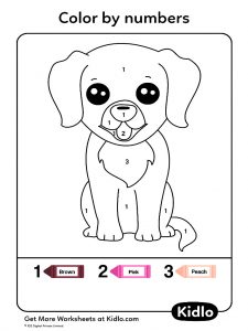 Color By Numbers - Dogs Worksheet #03 - Kidlo.com