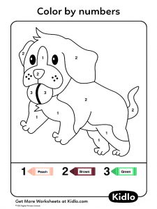 Color By Numbers - Dogs Worksheet #05 - Kidlo.com