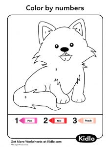 Color By Numbers - Dogs Worksheet #07 - Kidlo.com