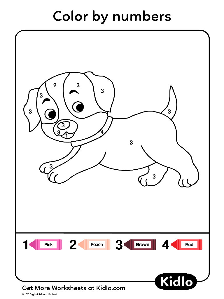 Color By Numbers Dogs Worksheet 09 Kidlo