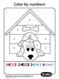 Color By Numbers - Dogs Worksheet #11 - Kidlo.com