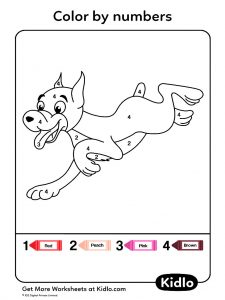 Color By Numbers - Dogs Worksheet #13 - Kidlo.com
