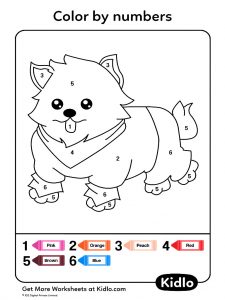 Color By Numbers - Dogs Worksheet #17 - Kidlo.com