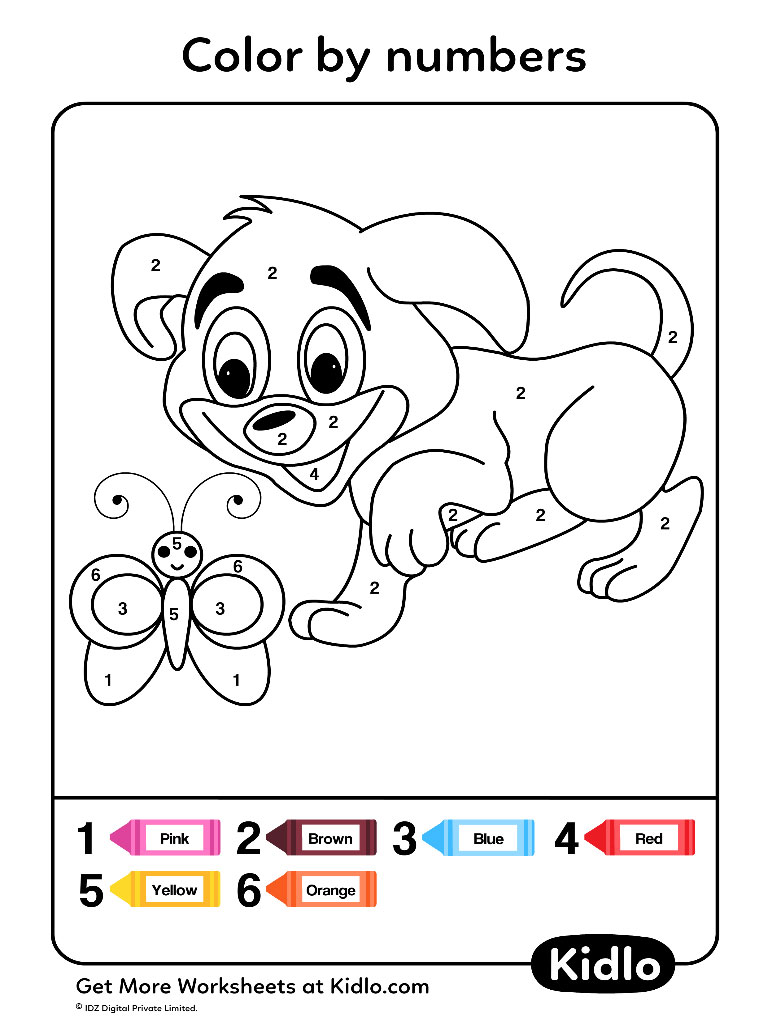 Color By Numbers Dogs Worksheet 18 Kidlo Color By Numbers Dogs Worksheet 18 Kidlo