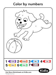 Color By Numbers - Dogs Worksheet #19 - Kidlo.com